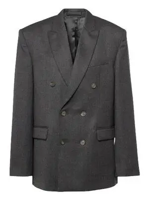 Wardrobe.NYC Double-breasted Wool Blazer Grey