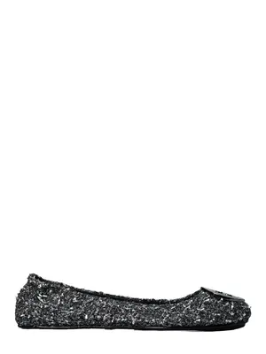 Tory Burch Minnie Travel Tweed Ballerinas - Silver