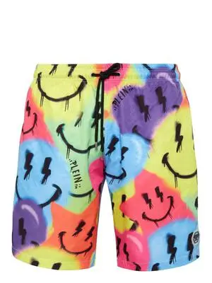 Philipp Plein Smiley Face-print Swim Trunks - Multicolour