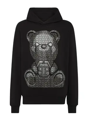 Philipp Plein Teddy Bear-print Cotton Hoodie - Black