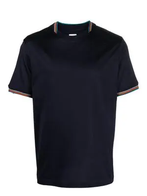 Paul Smith Striped-trim Cotton T-shirt - Blue