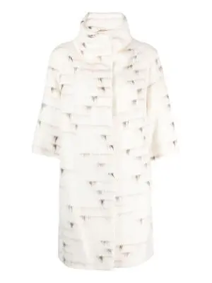 Peserico Patterned Jacquard Single-breasted Coat - White