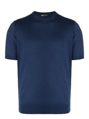Colombo Crew-neck Fine-knit T-shirt - Blue