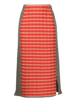 YANYAN Check-print Knitted Midi Skirt - Multicolour