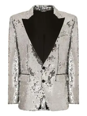 Dolce & Gabbana Sequin-embellished Tuxedo Jacket - Grey