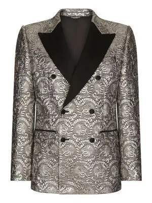 Dolce & Gabbana Satin-lapel Jacquard Tuxedo Jacket - Grey