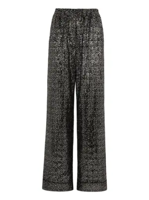Dolce & Gabbana Sequinned Wide-leg Trousers - Black