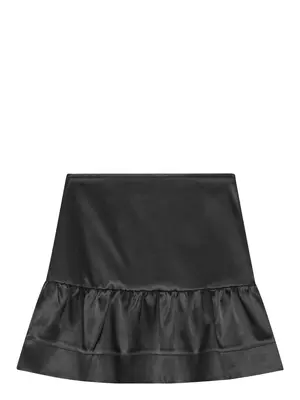 GANNI Satin-finish Ruffled Miniskirt - Black