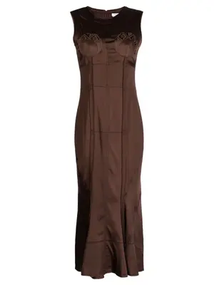 MARINE SERRE Moonogram Jacquard Sleeveless Midi Dress - Brown