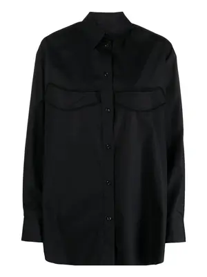 Simone Rocha Appliqué-detail Side Button-fastening Shirt - Black