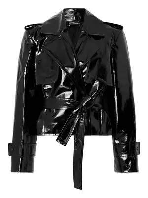 David Koma Belted Patent-leather Jacket - Black