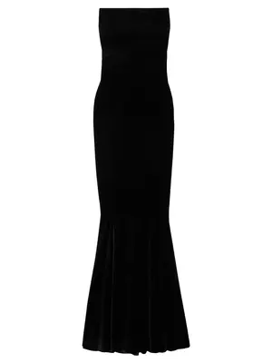 Norma Kamali Strapless Velvet Maxi Dress - Black