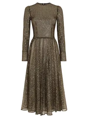Dolce & Gabbana Long-sleeved Sequined Midi Dress - Gold