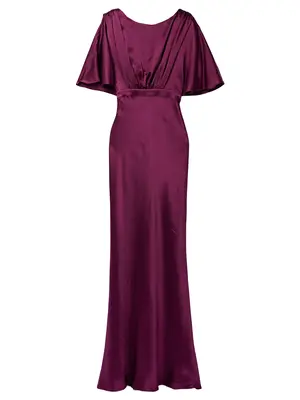 Saloni Winona Hammered Silk-satin Gown - Burgundy