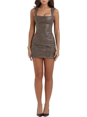 House Of Cb Pandora Faux Leather Minidress - Mocha