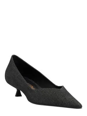 STUART WEITZMAN Stuart Weitzman Eva Kitten Heel Pump Black Leather