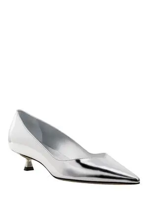 STUART WEITZMAN Stuart Weitzman Eva Kitten Heel Pump Silver