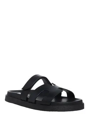 Steve Madden Mayven Flatform Slide Sandal Black Leather