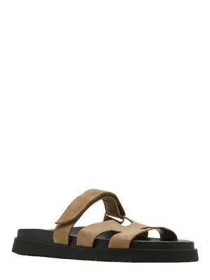 Steve Madden Mayven Flatform Slide Sandal Tan Nubuck