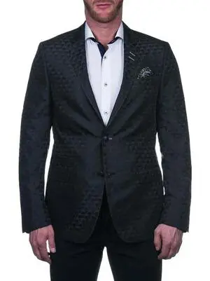 MACEOO Socrate Skull Print Two Button Notch Lapel Blazer - Black