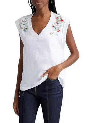 Cinq À Sept Bella Sequin Cotton T-shirt - White Multi