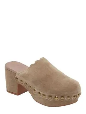 CHOCOLAT BLU Gareth Platform Mule - Taupe Suede-shearling