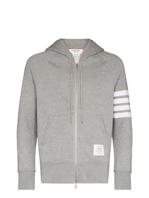 Thom Browne Classic 4-bar Stripe Cotton Hoodie - Grey