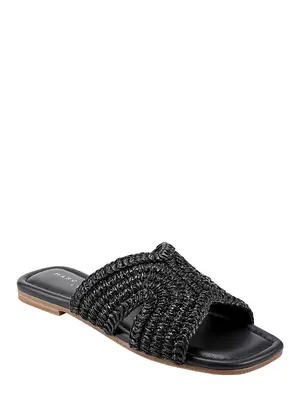 MARC FISHER LTD. Woven Slide Sandals - Black