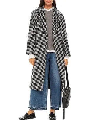 Whistles Wrap Coat - Black/multi