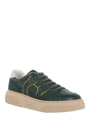 FERRAGAMO Cassina Leather Sneakers - Moss