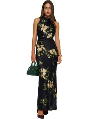 REFORMATION Anaiis Silk Maxi Dress - Black