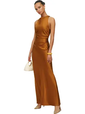 REFORMATION Anaiis Silk Maxi Dress Copper