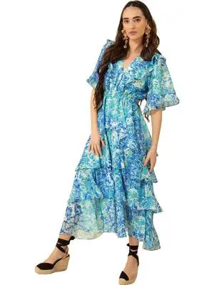 Hale Bob Peyton Tiered Dress - Blue