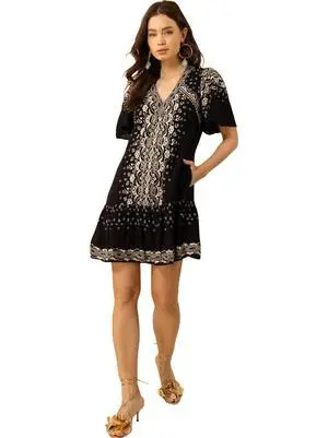 Hale Bob Ariana Embroidered Mini Dress - Black