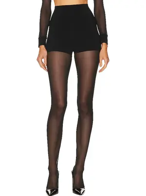 Norma Kamali X Legging With Mesh Bottom Footsie - Black