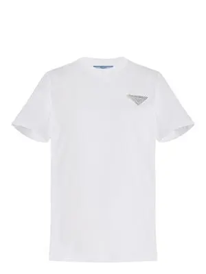 PRADA Logo-Crystal Cotton T-Shirt
