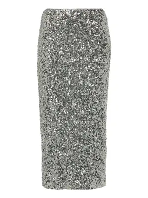 Remain Birger Christensen Sequined Midi Skirt - Silver