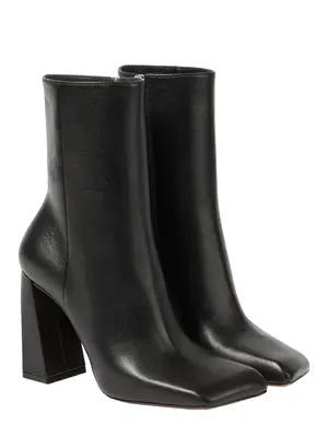 Amina Muaddi Marine 95 Leather Ankle Boots - Black