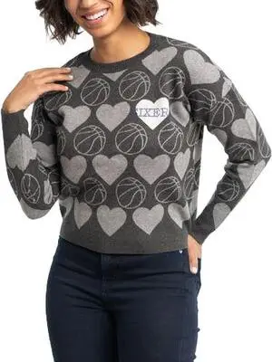 LUSSO Philadelphia 76ers Swarovski Crystal Intarsia Pullover Sweater - Charcoal