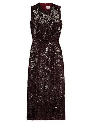 ERDEM Erdem Embellished Georgette Midi Dress