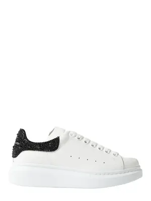 Alexander McQueen Crystal-embellished Exaggerated-sole Sneakers - White