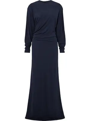 Christopher Esber Draped Glossed-jersey Maxi Dress - Blue