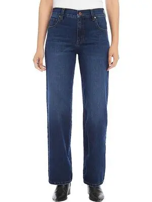 Karen Kane Mid Rise Wide Leg Jeans - Denim