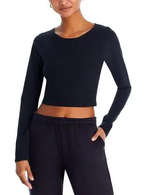 Beyond Yoga Spacedye Enlightened Cropped Pullover Top - Darkest Night
