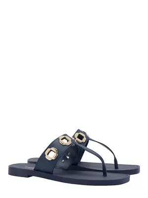 Larroude Milan Grommet Thong Sandals - Indigo