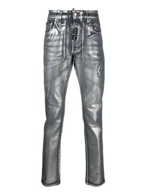 PHILIPP PLEIN Philipp Plein Metallic-Effect Straight-Leg Jeans