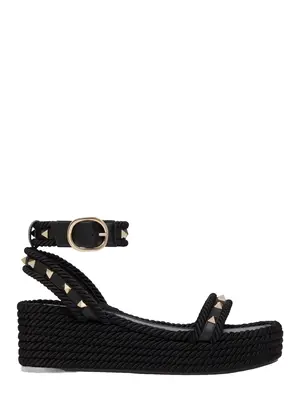 Valentino Garavani 45mm Rockstud Flatform Sandals - Black