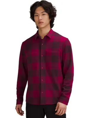 Lululemon Soft Knit Overshirt Check Plaid Cassis Pomegranate