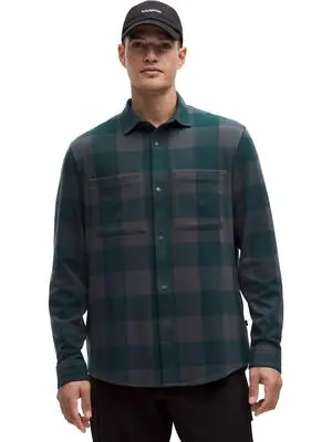 Lululemon Soft Knit Overshirt Check Plaid Indochine Blue Light Onyx