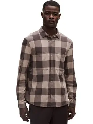 Lululemon Soft Knit Overshirt - Check Plaid Nutmeg Dark Chestnut